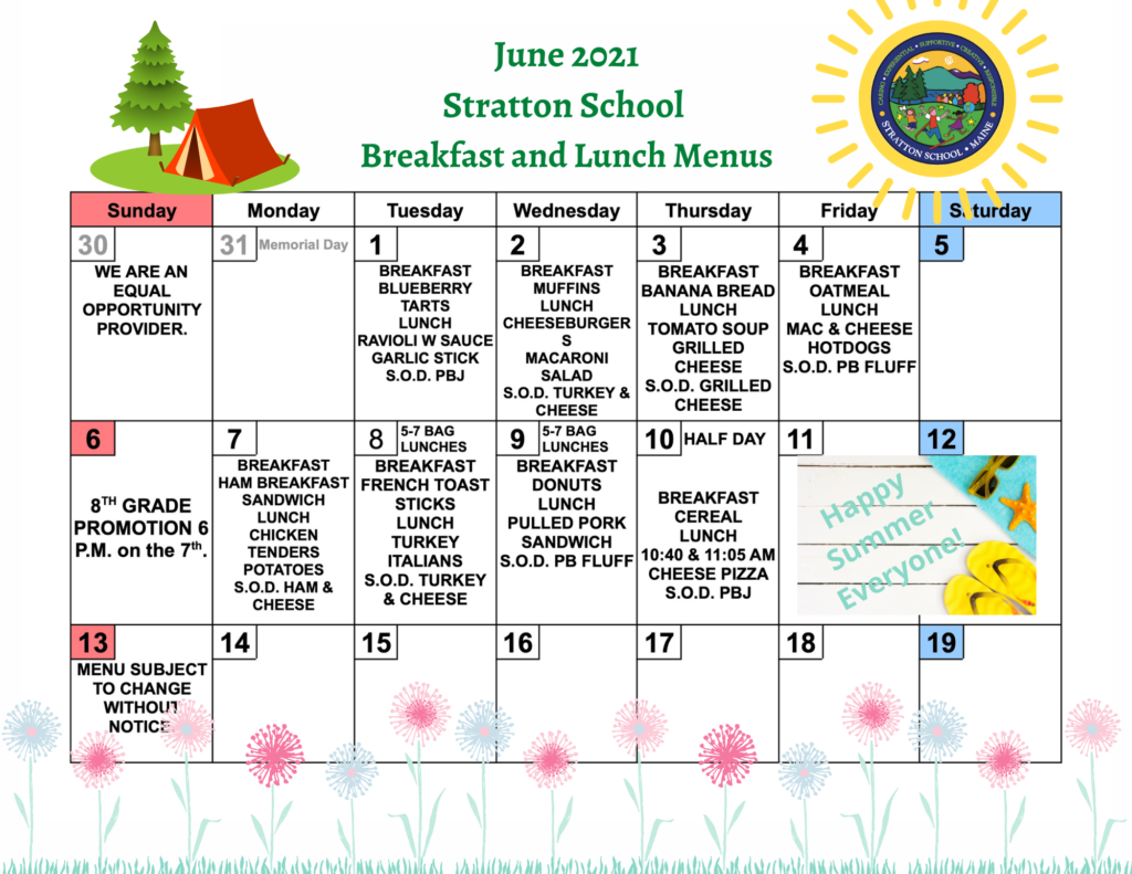 Calendars & Lunch/Breakfast Menus – Stratton School