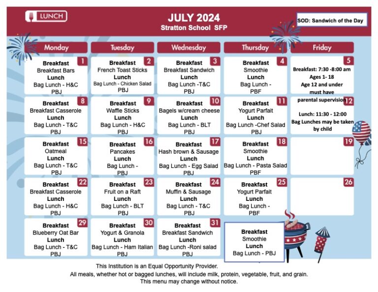 Calendars & Lunch/Breakfast Menus – Stratton School